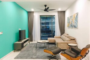 Apartamento Elite, 3 quartos | Sala de estar