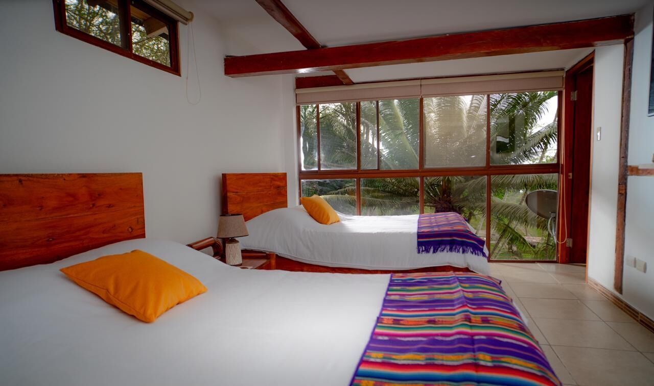 Edredons de pluma, frigobar, cofres nos quartos, cortinas blackout