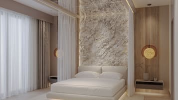 Suíte real, 1 cama King, para fumantes | Roupas de cama de algodão egípcio, roupas de cama premium, frigobar