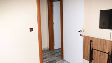 Apartamento Deluxe | Cozinha privada | Minifrigorífico, uma placa de cozinha, utensílios de cozinha