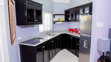 Quarto Executivo, 1 cama king-size, ar condicionado, vista para o mar | Cozinha privada | Um micro-ondas