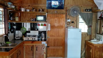 Studio Cabin | Cozinha privada | Um frigorífico, um micro-ondas