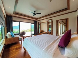 Villa 2 Bedrooms, Private Pool, Ocean View | Minibar, cofre no quarto, cortinas/cortinados opacos 