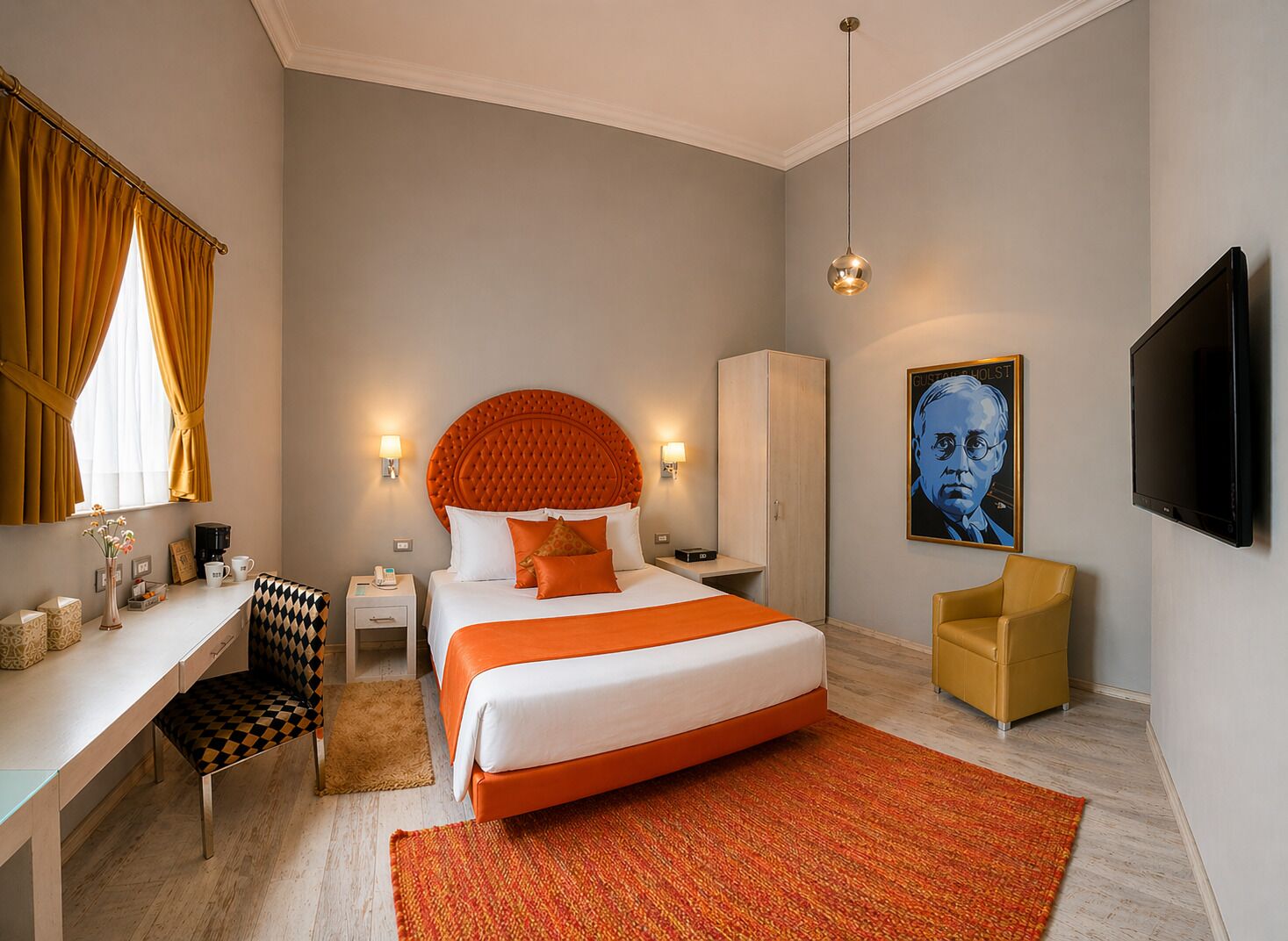 Quarto Básico (Minuet) | Roupa de alta qualidade, minibar, cofre com capacidade para portátil 