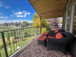 Suíte estúdio superluxo, lareira, vista para a montanha | Terraço/pátio