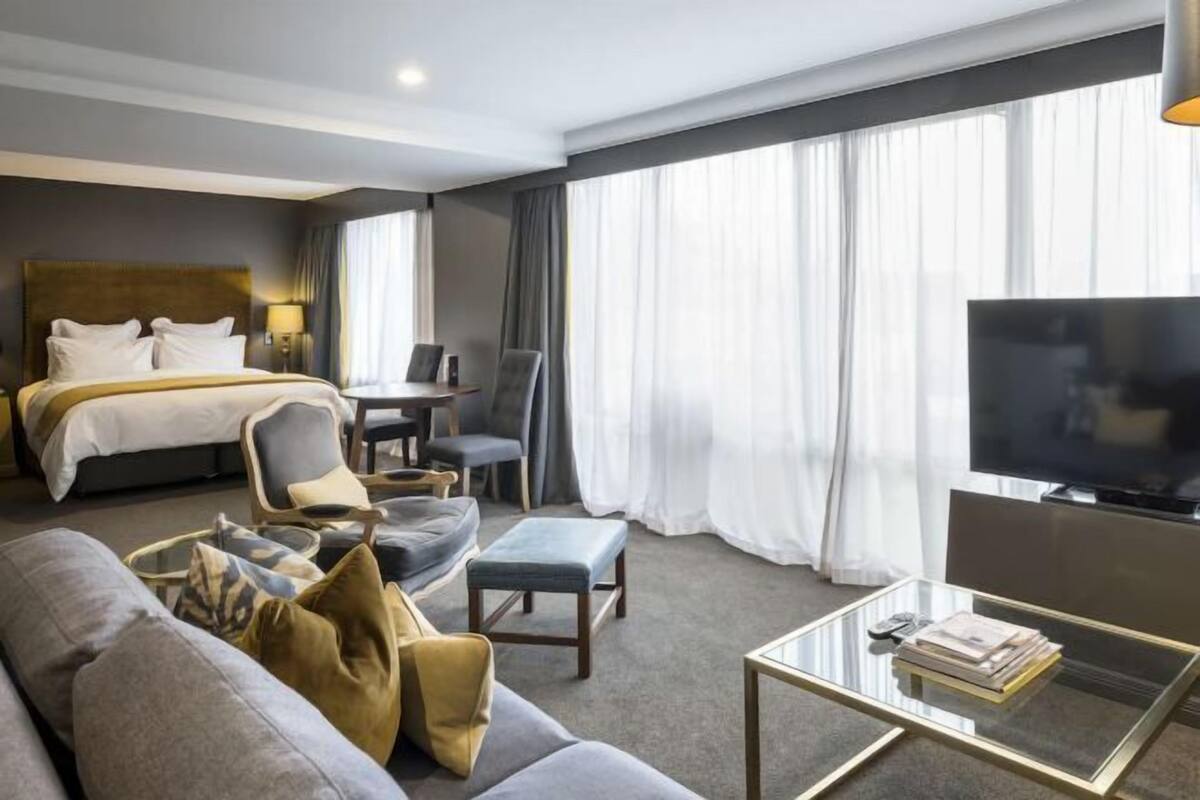 Lençóis de algodão egípcio, roupa de alta qualidade, minibar 