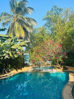 Piscina exterior, espreguiçadeiras 