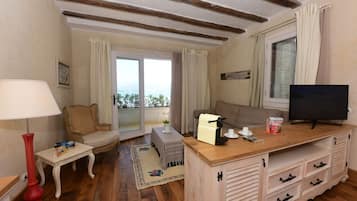 Queen Suite, Sea View with Jacuzzi | Roupas de cama de algodão egípcio, roupas de cama premium