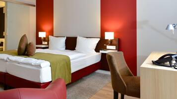 Quarto casal conforto | 1 quarto, roupas de cama premium, frigobar, cofres nos quartos