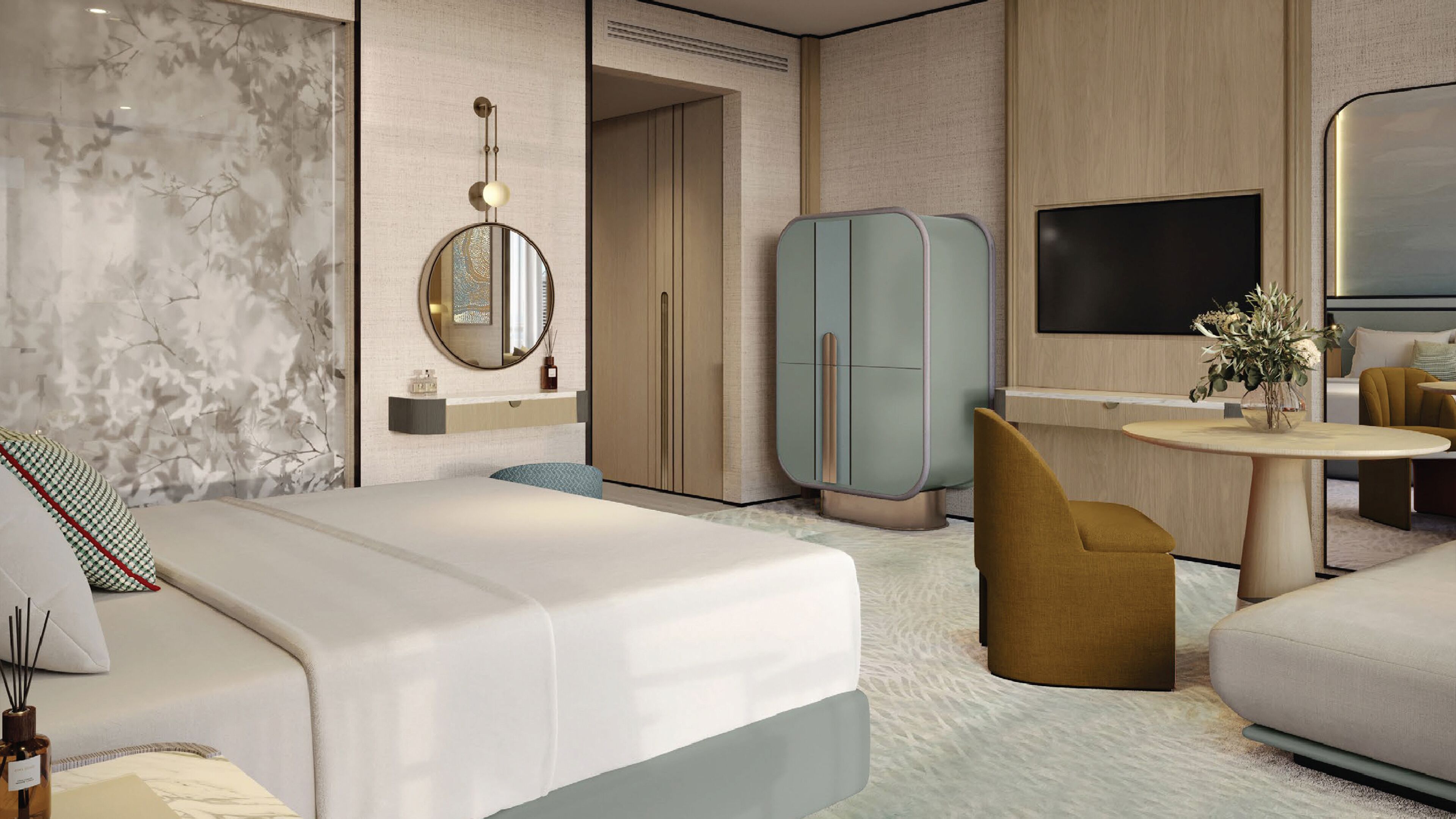 Roupa de alta qualidade, minibar, cofre no quarto 