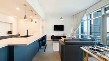 Apartamento, 1 quarto, Vista para a cidade | Sala de jantar