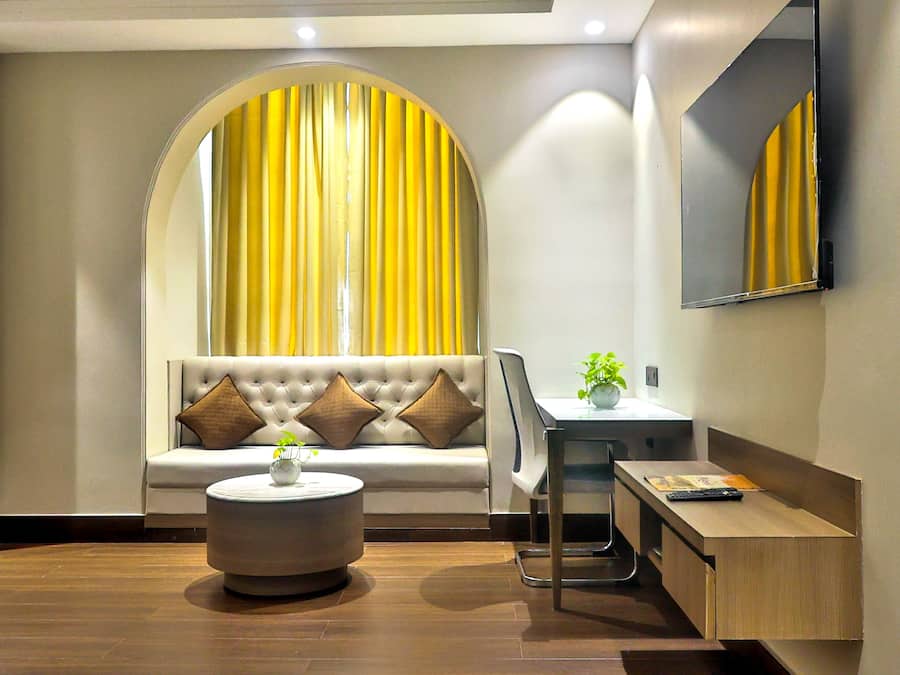 Quarto Executivo | Lençóis de algodão egípcio, roupa de alta qualidade, secretária