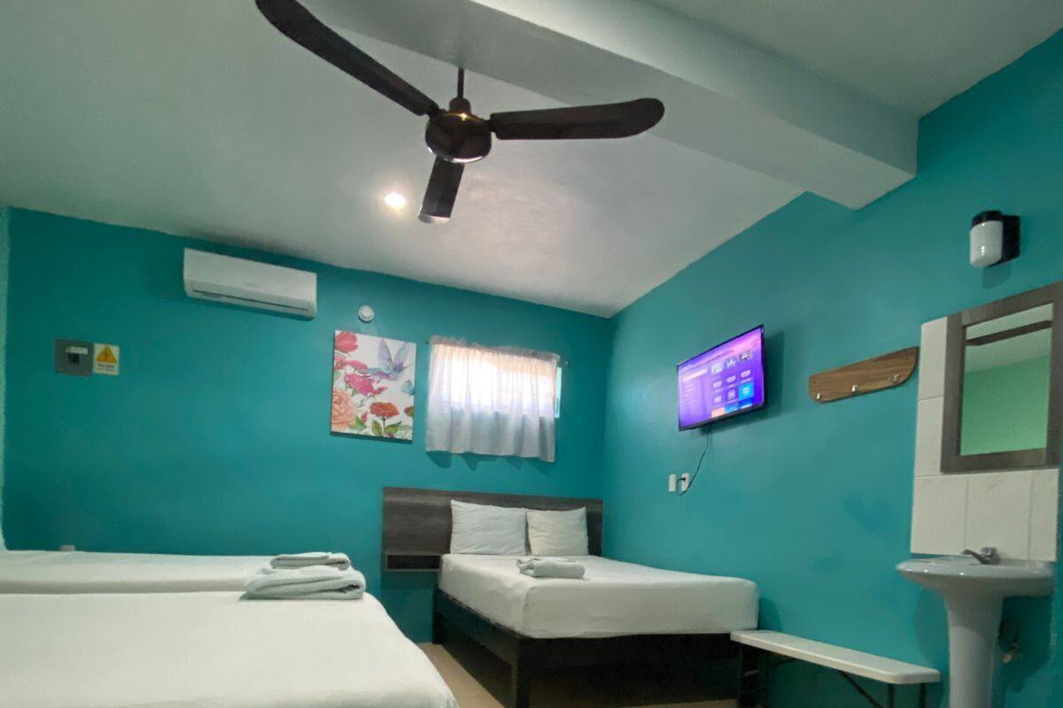Quarto Triplo Comfort | Ferro/tábua de engomar, Wi-fi grátis, com decoração personalizada 