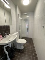 Cabana luxo, 3 quartos, vista para o jardim | Banheiro | Chuveiro, secador de cabelo, sabonete, shampoo