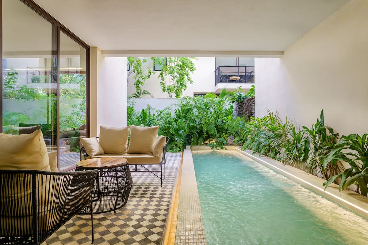 Apartamento Familiar, 2 quartos, piscina privativa | Terraço/pátio interior