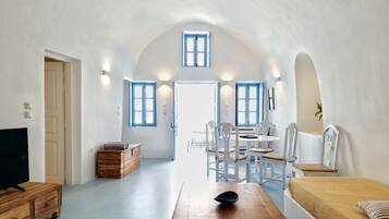 Vila luxo, 1 quarto, banheira de imersão, vista para o mar | Área de estar