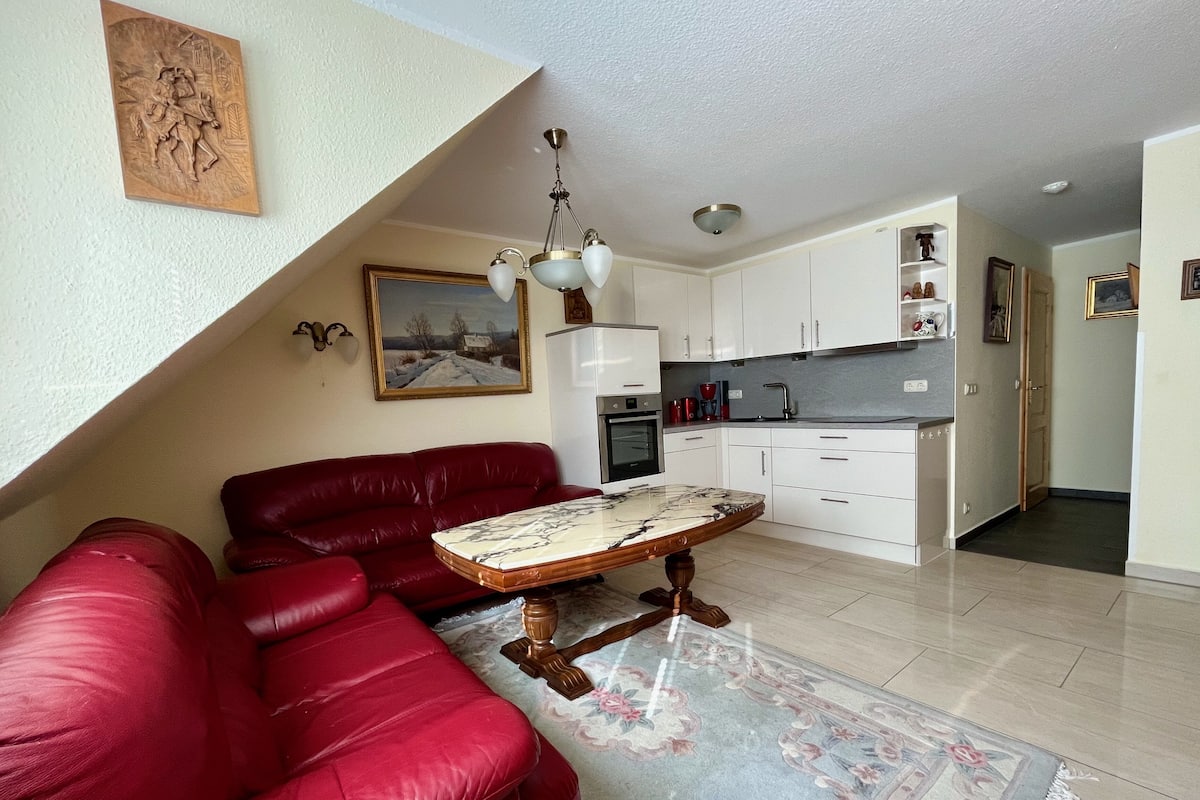 Apartamento Júnior, cozinha, vista para a montanha | Sala de estar | Televisor LED, leitor de DVD