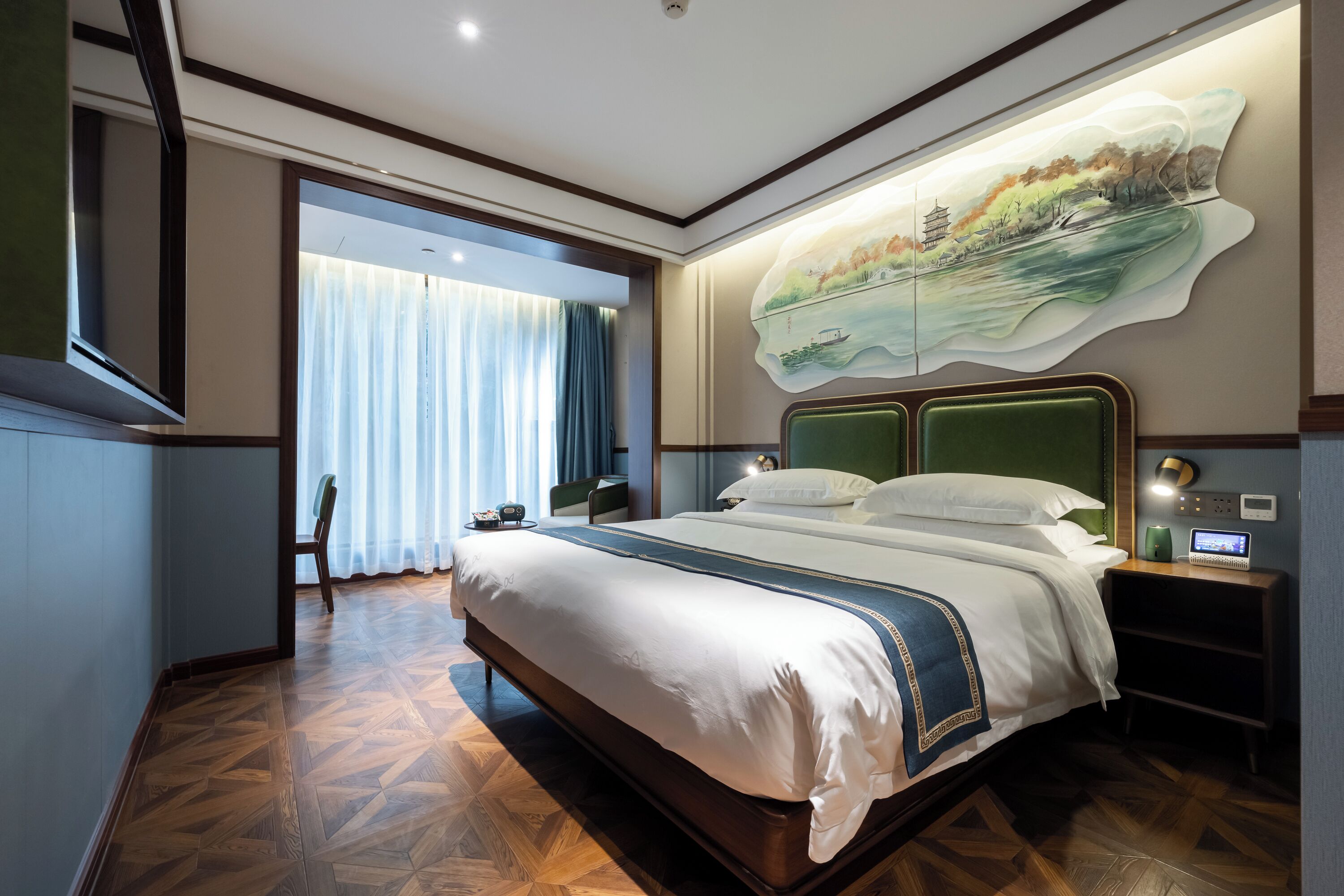 Camas de colchão viscoelástico, minibar grátis 