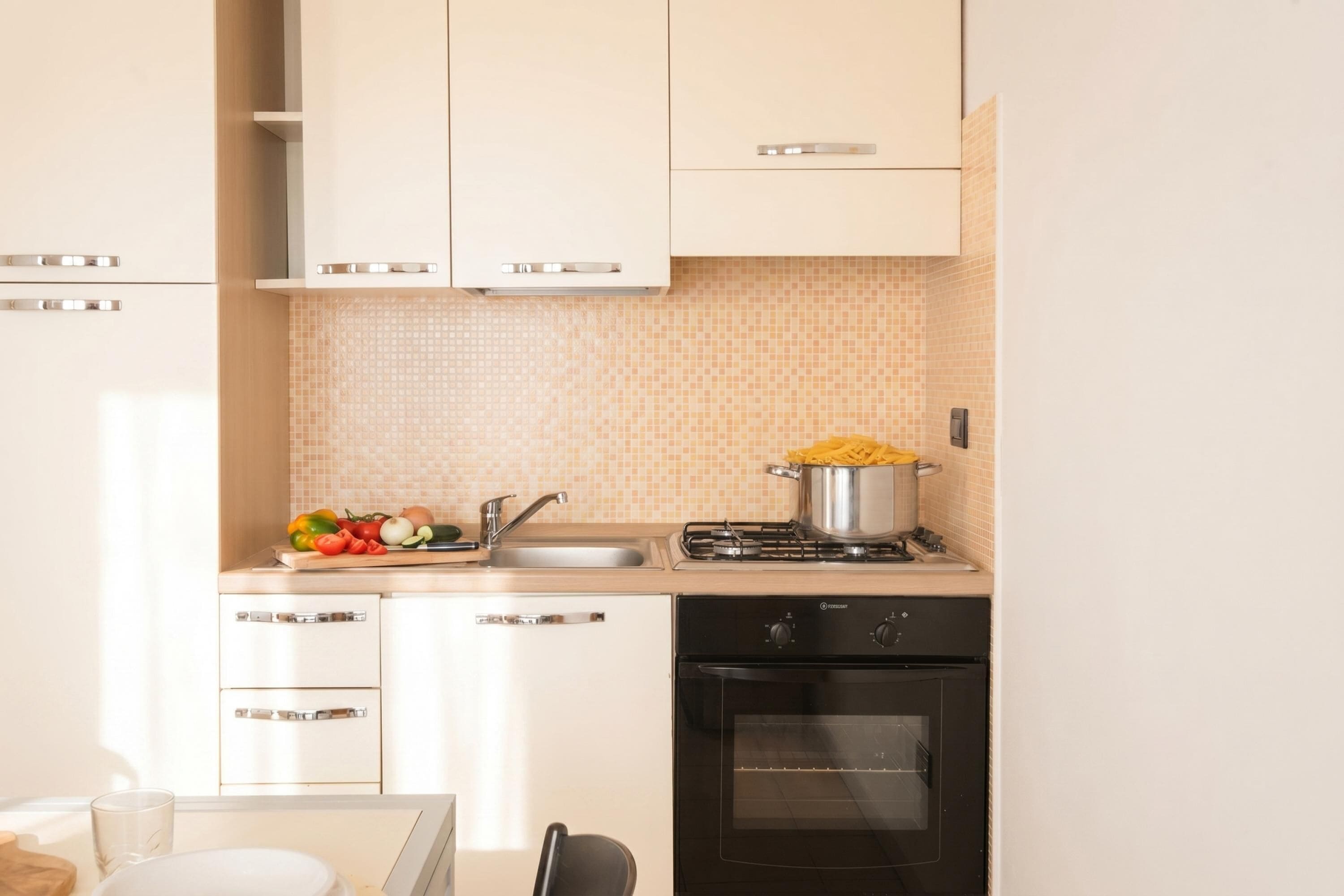 Apartamento Standard, vários quartos (Le Fontane Bilo 3P 4Km From The Beach) | Cozinha privada | Um forno, uma placa de cozinha, uma torradeira, utensílios de cozinha 