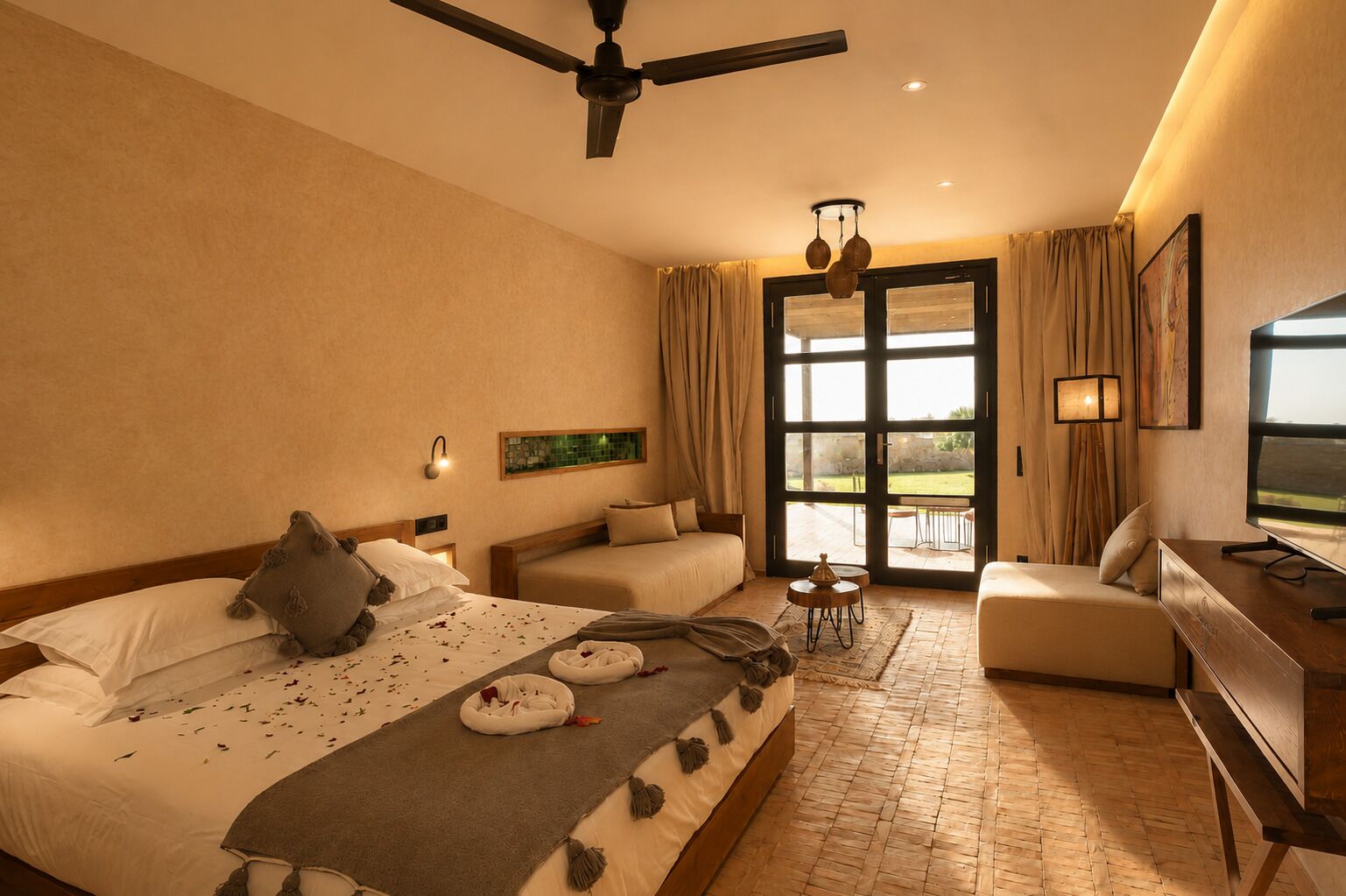 Suite Júnior, vista para o jardim | Roupa de alta qualidade, camas de colchão pillowtop, minibar 