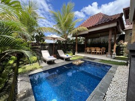 Villa, 2 quartos, piscina privativa | Cofre no quarto, Wi-fi grátis, roupa de cama fornecida