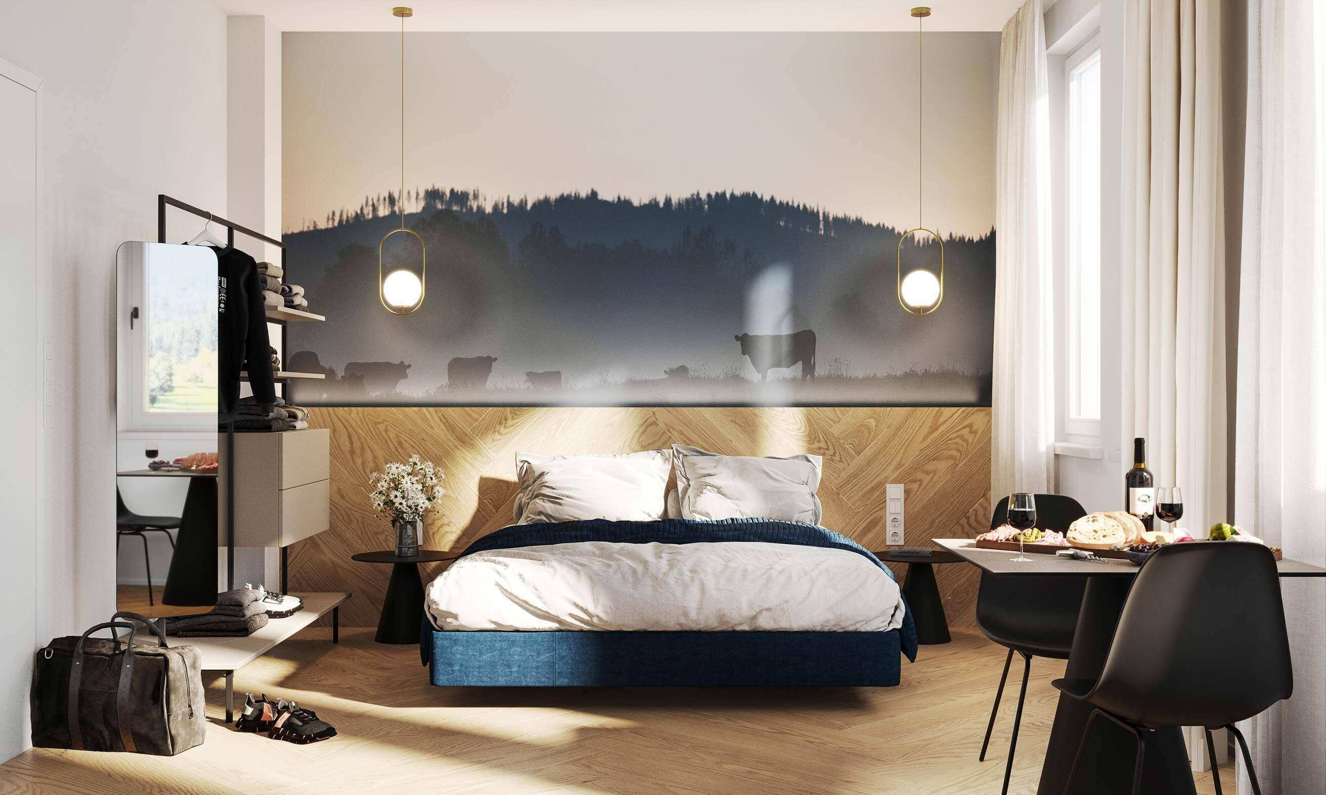 Roupa de alta qualidade, camas de colchão Select Comfort, minibar 