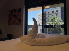Quarto Panorâmico | Roupa de alta qualidade, edredões de penas 