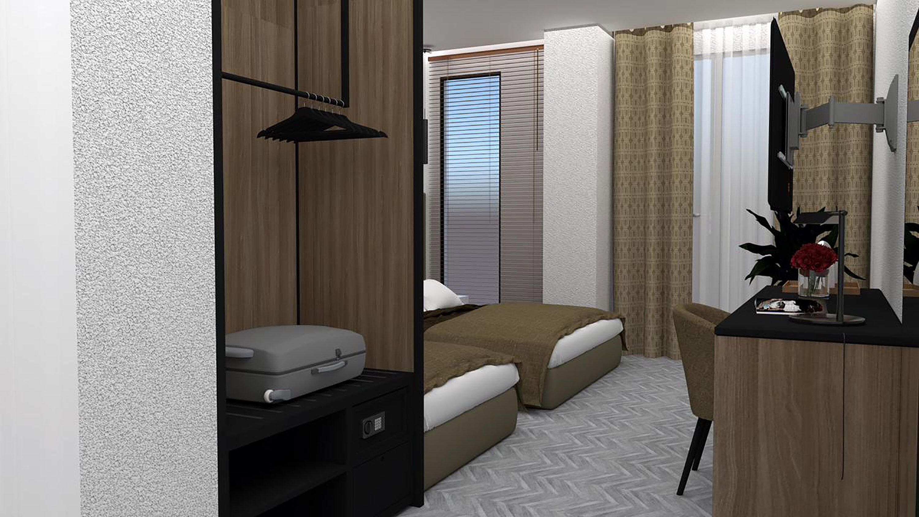Roupa de alta qualidade, minibar, secretária, ferro/tábua de engomar 