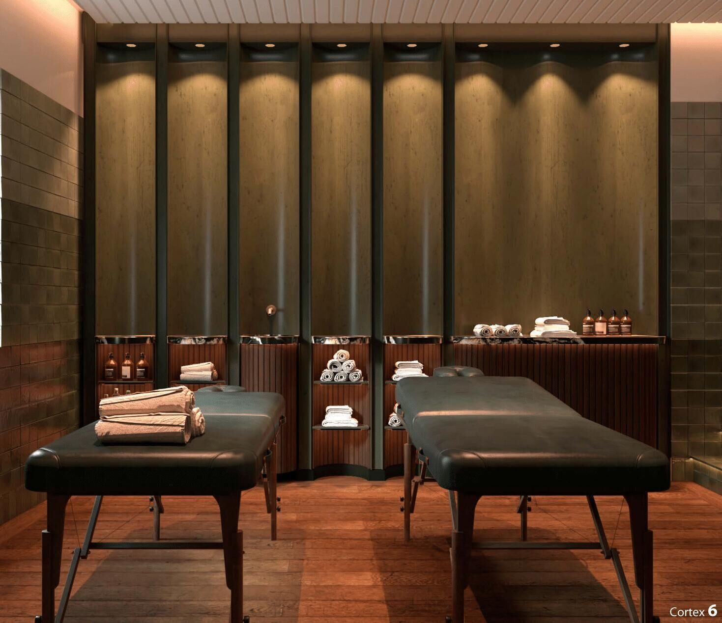 Salas para tratamentos a dois, sauna seca, sauna a vapor