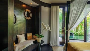 One Bedroom Villa with Heated Plunge Pool and Sauna (Tejas) | 1 quarto, frigobar, cofres nos quartos, cortinas blackout