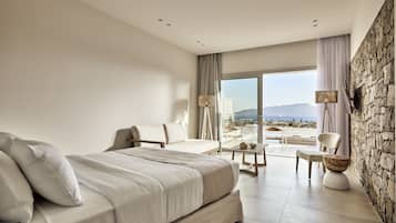 Quarto de Luxo, piscina privativa, vista para o mar | Cofre no quarto, cortinas/cortinados opacos, quartos insonorizados
