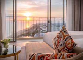 Quarto duplo premium, 2 camas de solteiro, vista para o oceano | Sacada