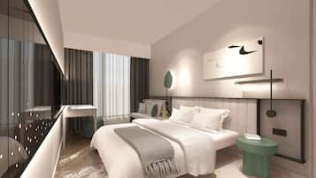 Minibar, cofre no quarto, secretária, cortinas/cortinados opacos