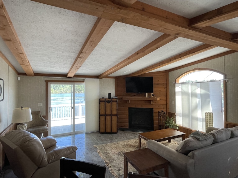Waterfront Bungalow Nightly Panoramic View Of Our Illuminated Covered Bridge - New Jersey