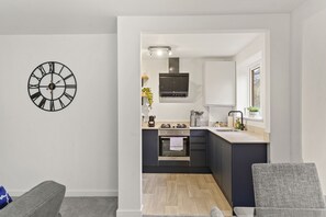 Apartamento Familiar | Cozinha privada | Um frigorífico, um micro-ondas, um forno, uma placa de cozinha 