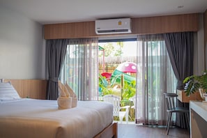 Quarto Duplo Deluxe | Secretária, Wi-fi grátis, roupa de cama fornecida 