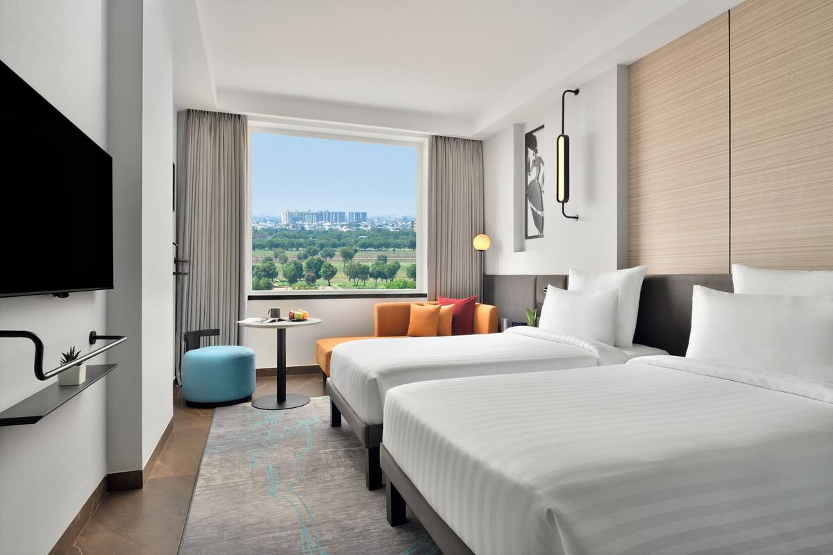 Quarto duplo superior, 2 camas de solteiro (Cazri View) | Roupas de cama de algodão egípcio, roupas de cama premium