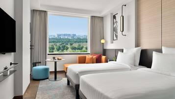 Quarto duplo superior, 2 camas de solteiro (Cazri View) | Roupas de cama de algodão egípcio, roupas de cama premium