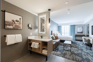 Quarto Standard, 1 cama king-size e sofá-cama (Euro Bathroom) | Casa de banho | Um secador de cabelo, toalhas fornecidas, sabão, champô