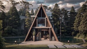 Cabana de Madeira Familiar, 1 quarto, terraço, vista para o oceano | Roupa de alta qualidade, edredões de penas, camas de colchão pillowtop 