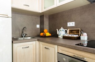 Apartamento Familiar | Cozinha privada | Um frigorífico/congelador grande, um forno, uma placa de cozinha