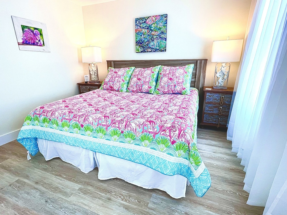 Panoramic view of the sugar white sand and the sparkling Emerald waters ...