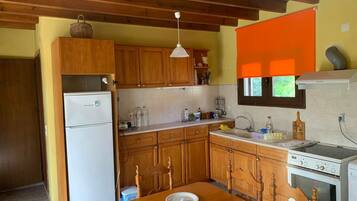 Quarto clássico | Cozinha privada | Geladeira, fogão, lava-louças, talheres/pratos/utensílios de cozinha