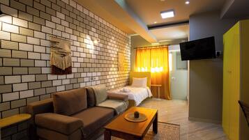 Estúdio Comfort, Vista para a cidade | Lençóis italianos Frette, roupa de alta qualidade, minibar