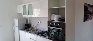 Apartamento Clássico | Cozinha privada | Minifrigorífico, um micro-ondas, uma máquina de lavar louça 