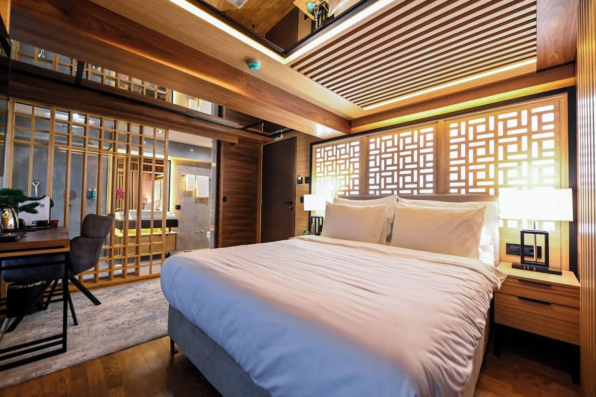 Deluxe Double Room | 1 quarto, roupas de cama de algodão egípcio, roupas de cama premium