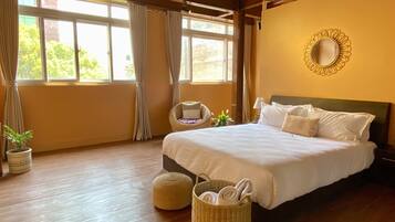 Suíte estúdio superluxo, 1 cama Queen, cozinha americana, no andar executivo | Roupas de cama de algodão egípcio, roupas de cama premium