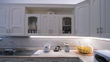 Apartamento Cidade | Cozinha privada | Um frigorífico/congelador grande, um micro-ondas, um forno