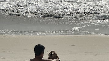 Uma praia privada nas proximidades, praia de areia branca