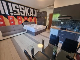 Estúdio standard, 1 quarto, para não fumantes | Roupas de cama antialérgicas, camas Select Comfort